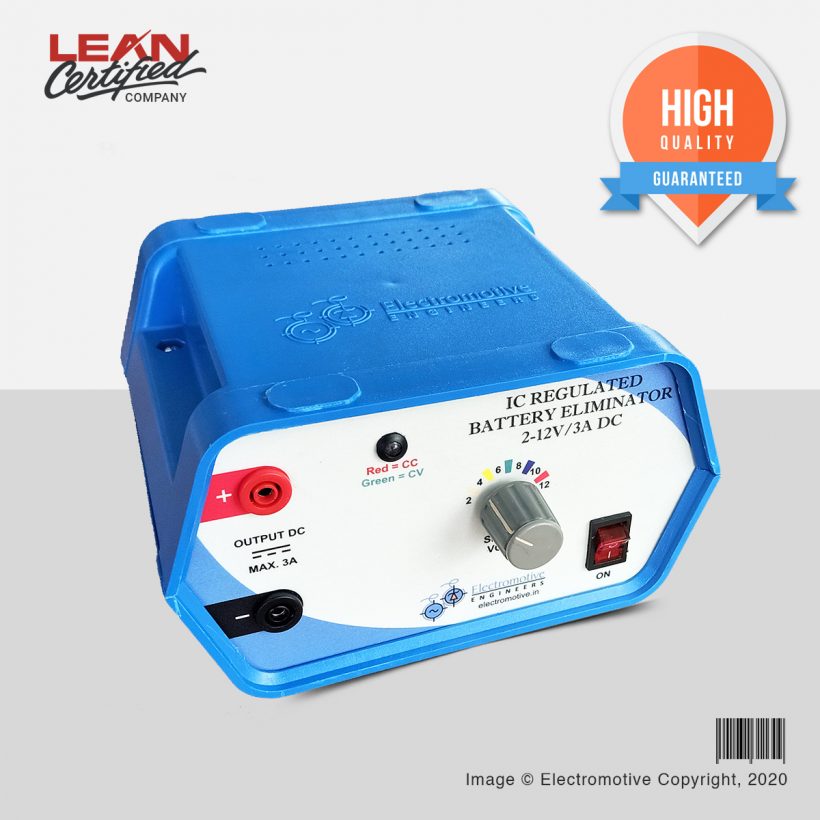 IC Regulated Battery Eliminator (2-12V/2A DC Max)